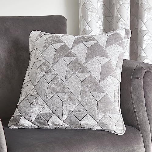 Appletree - Silver Jacquard Cushion (43 x 43cm) - Soft Velvet Cushion ...