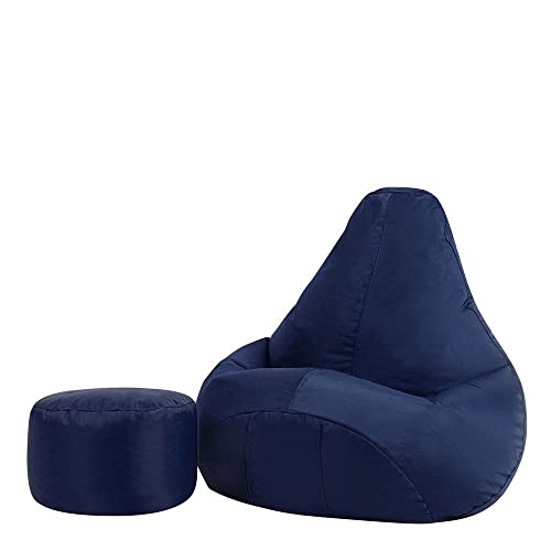 Bean Bag Bazaar High Back Chair and Footstool Combo - 80cm x 69cm ...