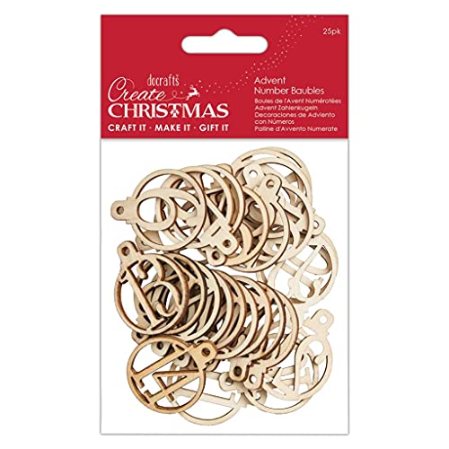 Create Christmas Advent Number Baubles, 25 Pack Natural, Make Your Own ...
