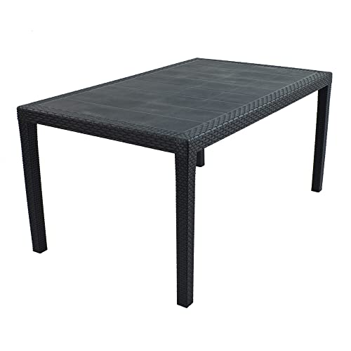 TRABELLA Salerno Garden Patio Table, Polypropylene, Anthracite, 148cm ...