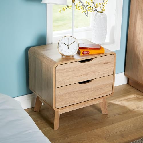 Home Source Bedside Side Table, Modern Bedroom Cabinet Nightstand, 2 ...