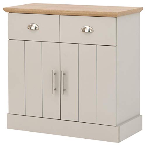 GFW Kendal Compact Sideboard Cabinet Unit With 2 Storage Drawers ...