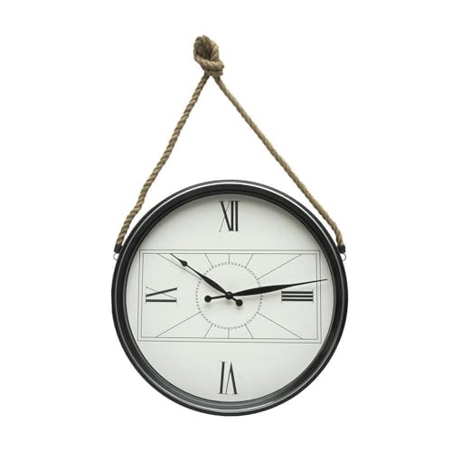 Glowster Black Wall Clock 50 cm with Rope and Sword Hands, Estandar by ...