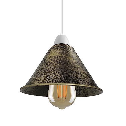 LEDSone Brushed Brass Metal Ceiling Lamp Shade 18cm Easy Fit Light ...
