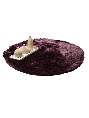 benuta Whisper Shaggy Deep-Pile Rug, Purple, Diameter 160 cm, Round ...