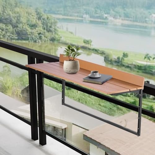 "VEVOR Balcony Hanging Table, 15 x 39 in Folding Balcony Railing Table ...