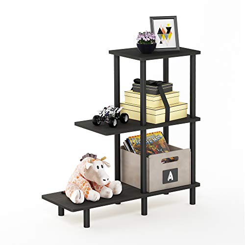 Furinno TURN-N-TUBE Side Table, 3-Tier Tall L-Shape End Table with Open ...