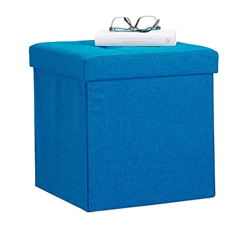 Relaxdays Folding Ottoman 38 x 38 x 38 cm Storage Chair, Footstool Pouf ...