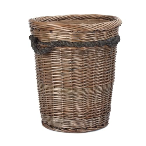 Red Hamper Tall Deluxe Wicker Hessian Lined Rope Handled Log Basket ...
