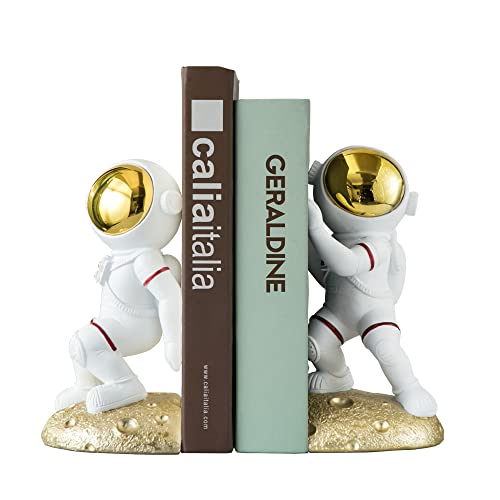 Banllis Space Theme Bookends for Shelves, Astronaut Moon Book Ends for ...