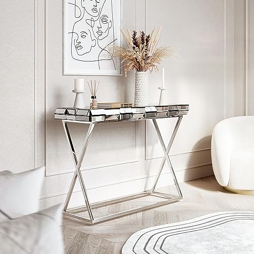 CARME Knightsbridge Collection - Grey Luxury Mirrored Console Table ...