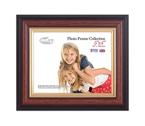 Inov8 British Made Traditional Picture/Photo Frame, 5x4-inch, Mahogany ...