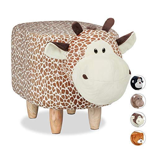Relaxdays Children’s Giraffe Stool, Padded, Cute Vanity Stool, Wooden ...
