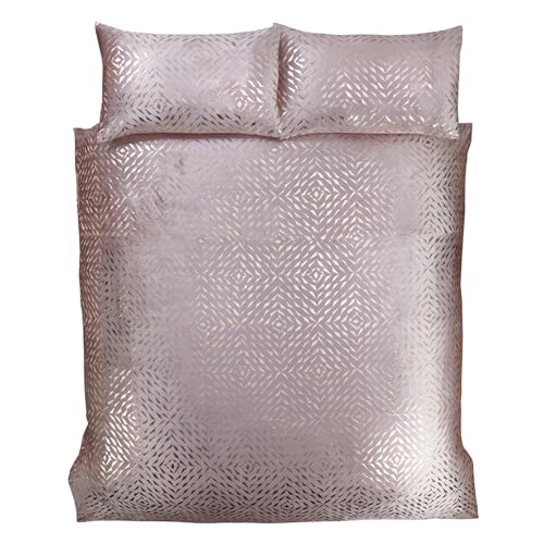 Rapport Home Pink Duvet Cover Set Crushed Velvet Single Size Bedding ...