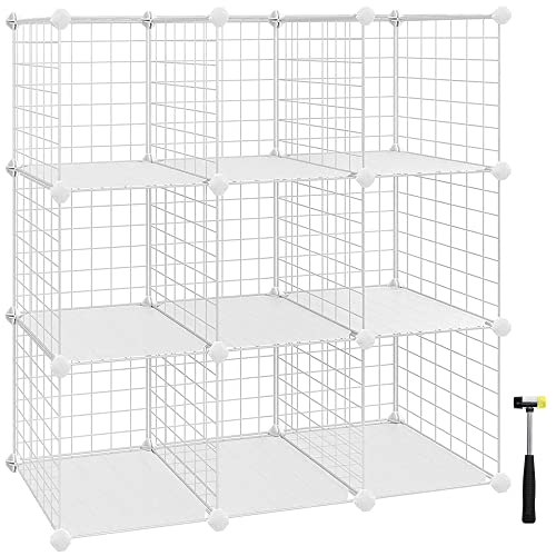 SONGMICS 9-Cube Wire Grid Storage Rack, Interlocking Shelving Unit with ...