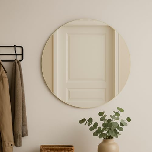 Loevschall Refine Round Wall Mirror Brown with Frame, 100 cm ...
