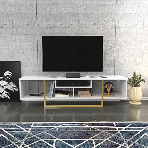 DECOROTIKA Asal 150 cm Wide TV Unit with Open Storage Shelves for ...
