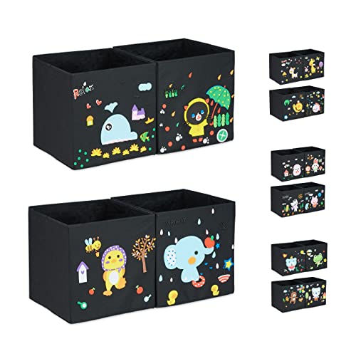 Relaxdays Children's Storage Boxes, Set of 4, DIY Foam Stickers ...