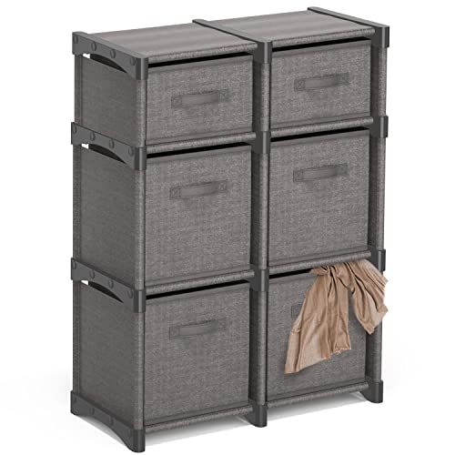 6 Cube Storage Organizer, Gray Storage Cubes Organizer Shelves, Sturdy ...