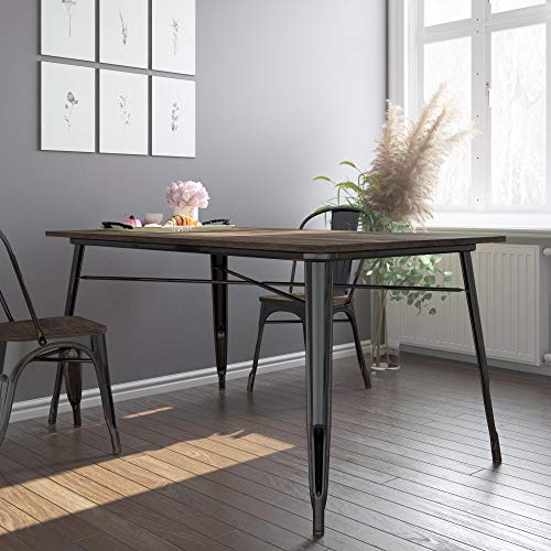 DHP Furniture Fusion Dining Table, Metal, Black, (H) 77 x (W) 150 x (D ...