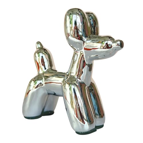 Balloon Dog Sculpture Silver, Aesthetic Decorative Dog Statue, Fun ...