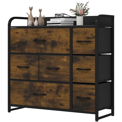 YITAHOME Chest of Drawers with 7 Drawers, Fabric Drawers Cabinet with ...