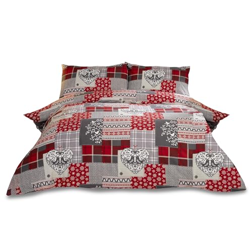 Alpine Patchwork 100% Brushed Cotton Flannelette Heart Quilt Duvet ...