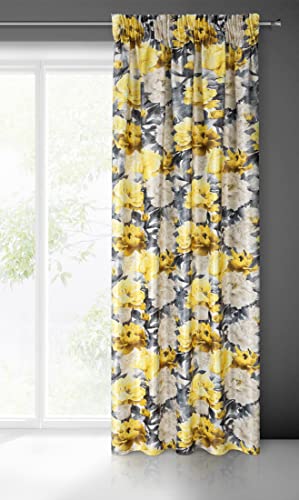 Eurofirany Venice Velvet Curtain with Ruffle Tape 1 Piece Flower ...