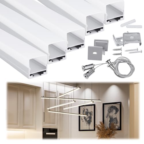 Muzata LED Strip Channel with Hanging Wire,Spotless Frosted Diffuser ...