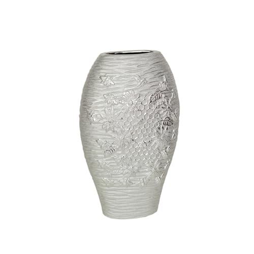 Romimex Vase Silver Porcelain 20 x 32 x 11 cm by Amazon | ufurnish.com