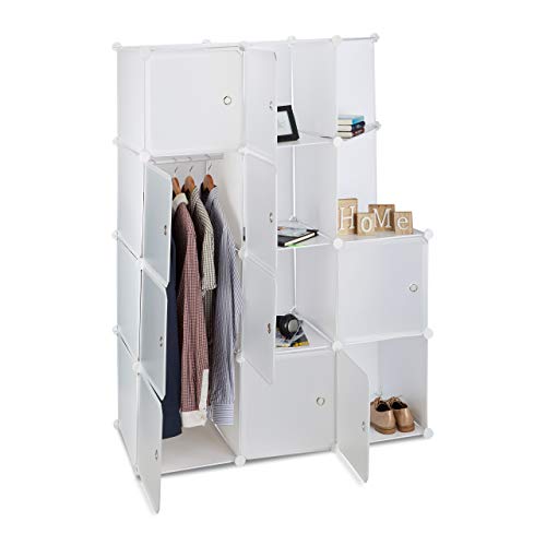 Relaxdays Shelving System with 10 Doors, DIY, Modular Tiers, Clothes ...