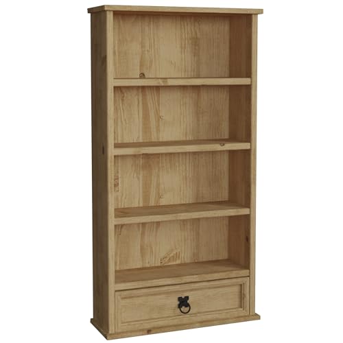 Vida Designs Corona Bookcase, 1 Drawer, Blu-ray/CD Rack, Solid Pine ...