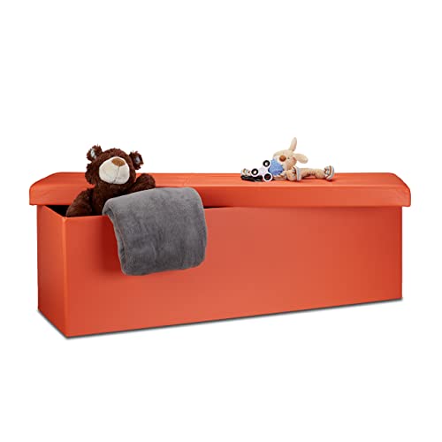 Relaxdays Folding Storage Ottoman XL, 38 x 114 x 38 cm Sturdy Seat with ...