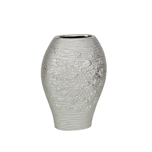 Romimex Vase Silver Porcelain 18 x 26 x 10 cm by Amazon | ufurnish.com