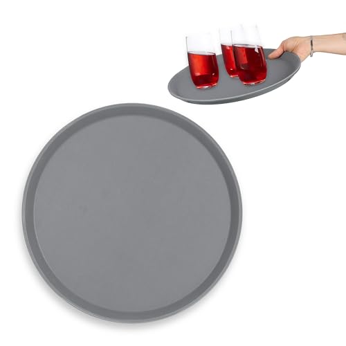 Relaxdays Serving Tray, Round Ø 35 cm, Bar Drinks Plate, Non-Slip ...