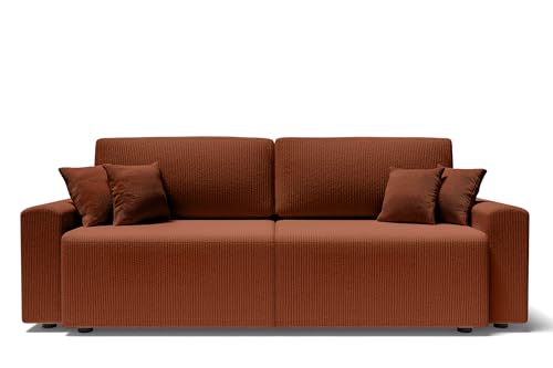 BAÏTA Milo Convertible Corduroy Terracotta 3 Seater Upright Sofa by ...