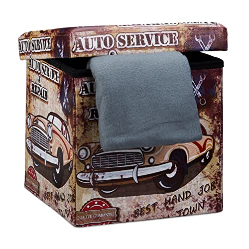 Relaxdays Folding Seat Box Ottoman 38 cm Sturdy Seat Cube with Trendy ...