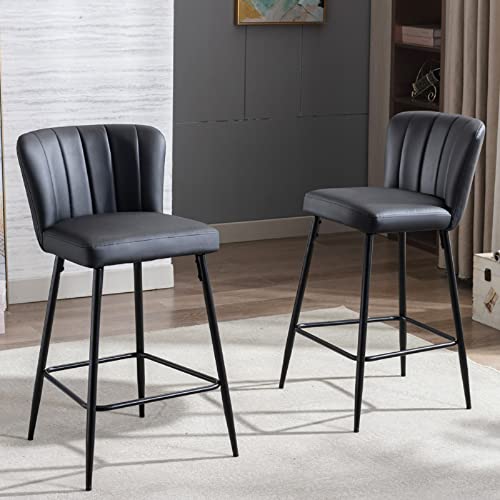 Furnituremaxi Relax-chair Bar Stools Set of 2 PU Bar Stools Comfortable ...