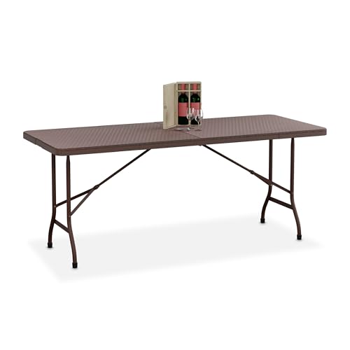 Relaxdays Garden Table, Foldable, HWD: 72 x 180 x 74 cm, Plastic, Steel ...