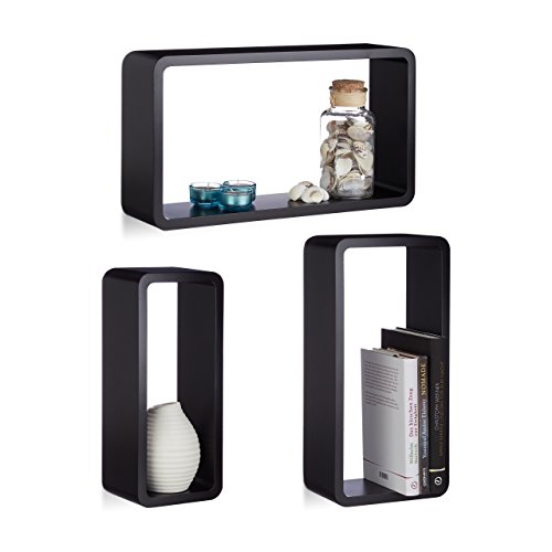 Relaxdays Floating Shelf Set of 3, Durable Wall Shelf with Invisible ...