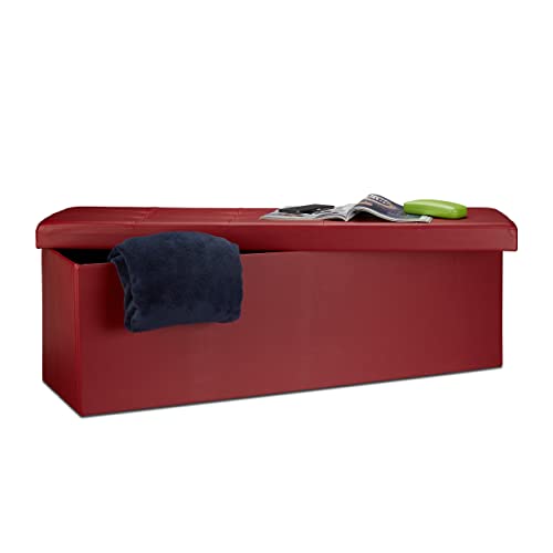 Relaxdays Folding Storage Ottoman XL, 38 x 114 x 38 cm Sturdy Seat with ...