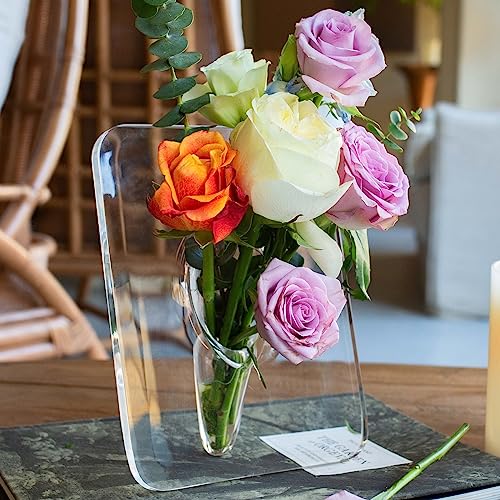 EASY365 Clear Acrylic Photo Frame Flower Vase, 8 x 6 Inch Aesthetic ...