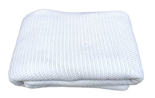 Family Bedding White Cotton Cellular Blanket – Breathable Lightweight ...