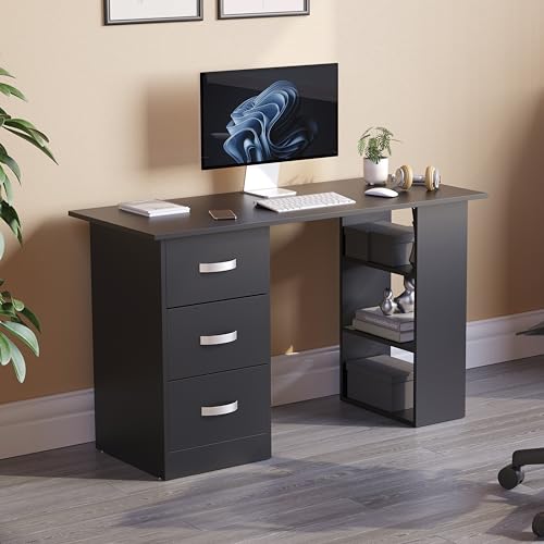 Vida Designs Mason Computer Desk with Shelves and 3 Drawers, Home ...