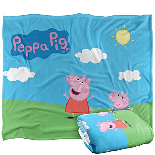 "Peppa Pig Kids Silky Touch Blanket, 152 x 127 cm Peppa and George ...