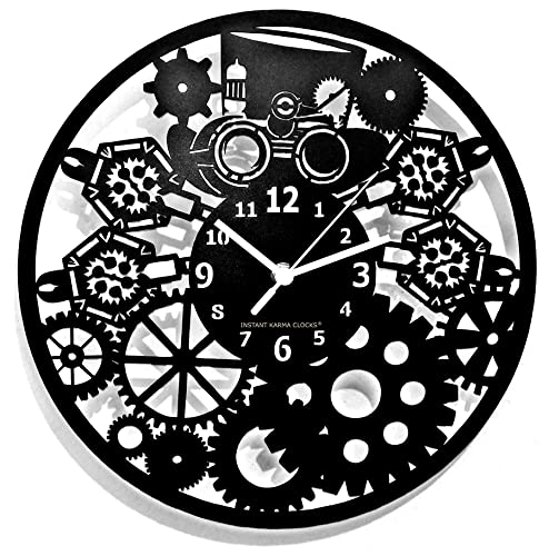 Instant Karma Clocks Wall Clock Steampunk Retro Gears Industrial, Wood ...