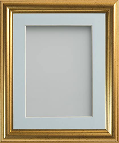 Frame Company Eldridge Gold Photo Frame with Light Blue Mount, 9x7 for ...