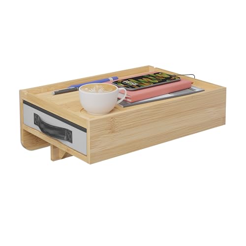 Relaxdays Clip-On Bedside Table, Bamboo, 14 x 37 x 26.5 cm, Drawer ...