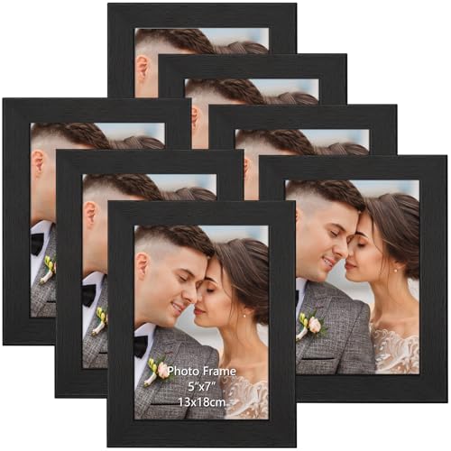 PETAFLOP Photo Frame 7x5 Set of 7, Black 7 by 5 Picture Frames Set for ...
