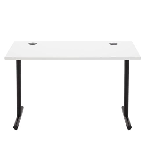 Amazon Basics Simple Office Computer Desk, White Desktop and Black ...